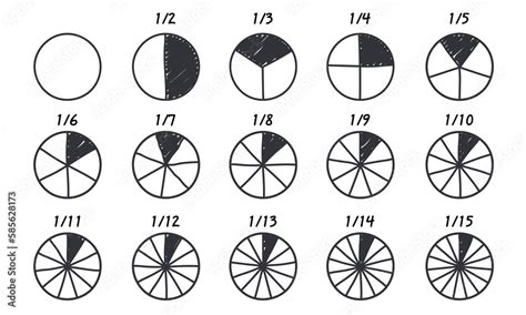 Grafika Wektorowa Stock Circles Divided Into Parts From 1 To 15