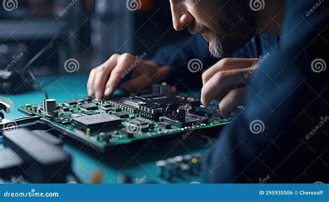 Microelectronics Engineer Designing New Chips Stock Illustration