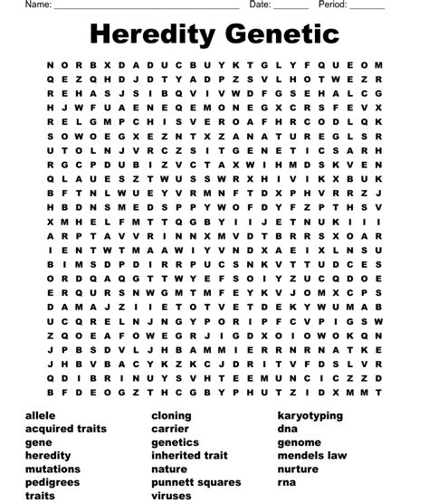 Heredity Genetic Word Search Wordmint