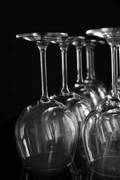 Premium Photo Empty Wine Glasses On Black Background Closeup