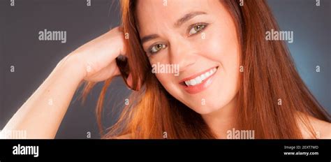 Vibrant Intimate Portrait Head Shot Attractive Female Redhead Woman Stock Photo Alamy