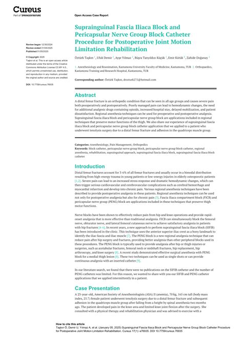 Pdf Suprainguinal Fascia Iliaca Block And Pericapsular Nerve Group Block Catheter Procedure