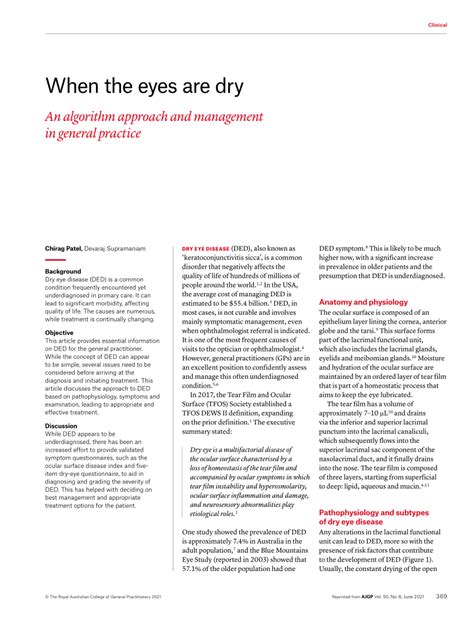 Pdf When The Eye Is Dry An Algorithm Approach And Management In