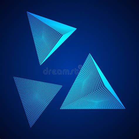 Pyramid Molecular Grid Technology Style Stock Vector Illustration Of Geometric Crystal
