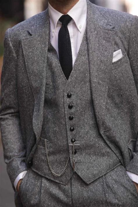 Men Grey Winter Suits Tweed Suit 3 Piece Wedding Suits Sainly Sainly