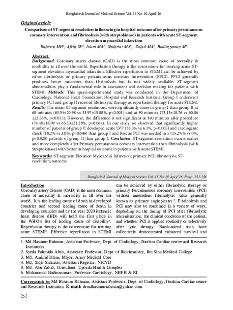 Pdf Comparison Of St Segment Resolution Influencing In Hospital