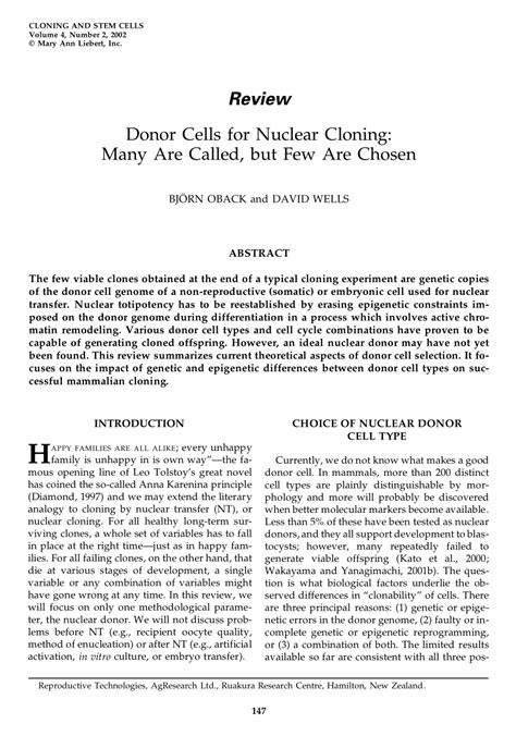 Pdf Donor Cells For Nuclear Cloning Many Are Called But Few Are Chosen