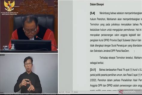 Tanpa Rekomendasi Partai Gugatan Phpu Caleg Nasdem Tak Diterima Mk Antara News