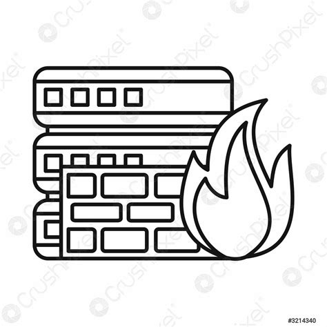 Database And Firewall Icon Outline Style Stock Vector Crushpixel