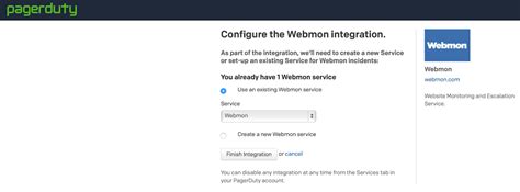 Webmon Integration Guide Pagerduty