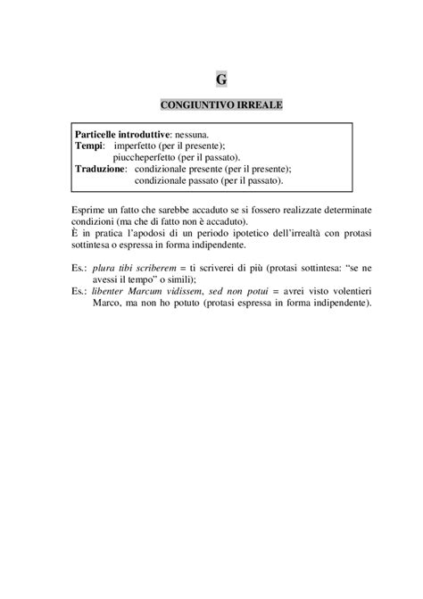 Sintassi Latina Congiuntivo Irreale Schemi E Mappe Concettuali Di