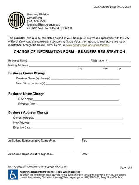 Fillable Online CHANGE OF INFORMATION FORM BUSINESS REGISTRATION Fax
