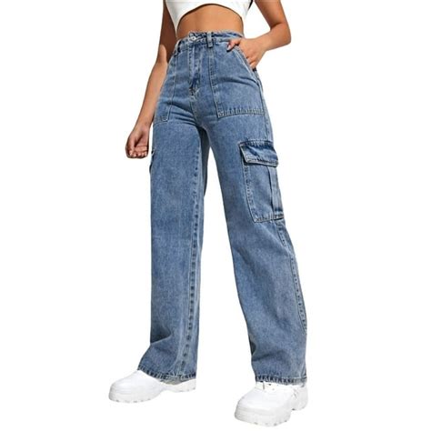 Baocc Cargo Pants Women Womens Pockets Jeans Trousers Casual High