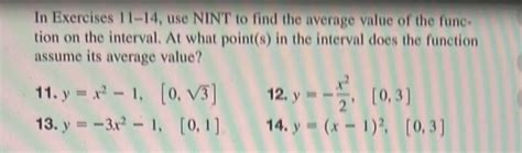 In Exercises 11 14 Use Nint To Find The Average Value Of The Func