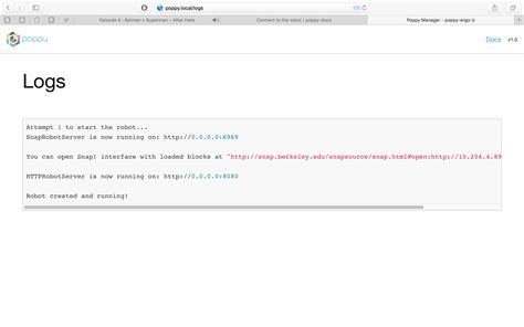 Se Connecter Au Robot · Documentation Of The Poppy Platform