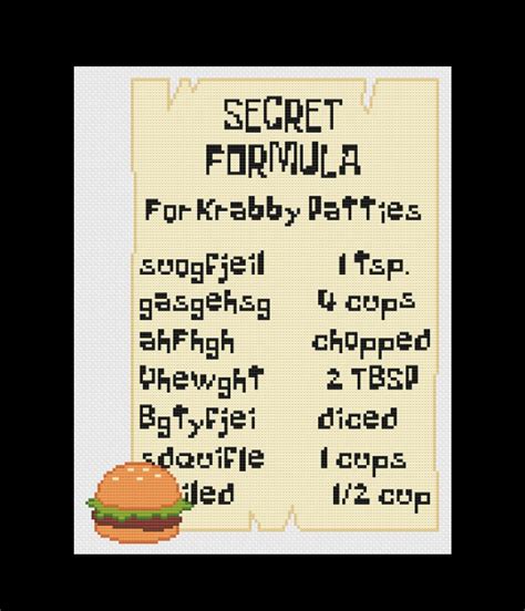Secret Formula Spongebob Pdf Cross Stitch Pattern Etsy