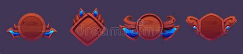 Juegos Avatar Frames Level Ui Iconos Protectores De Madera Ilustración