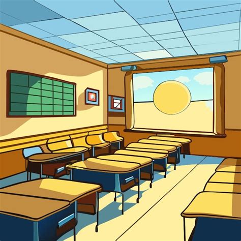 Interior Class Room Scene Background Vector Illustration Cartoon