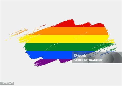 Bendera Rainbow Pride Dicat Dengan Kuas Dengan Latar Belakang Putih