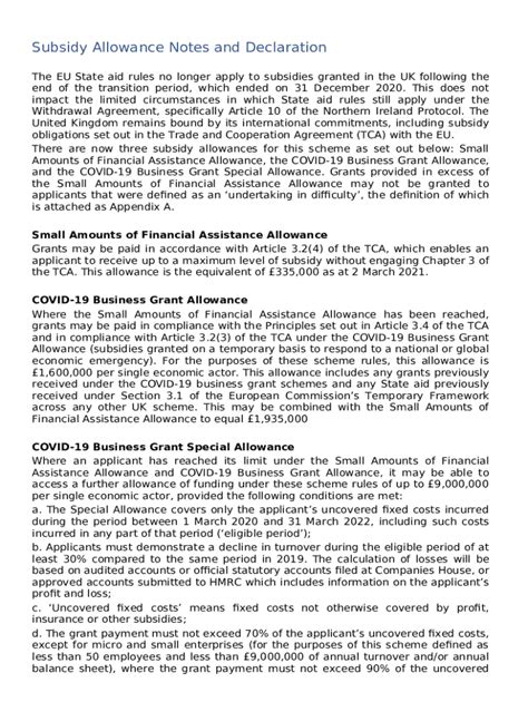 subsidy allowance and declaration doc template pdffiller