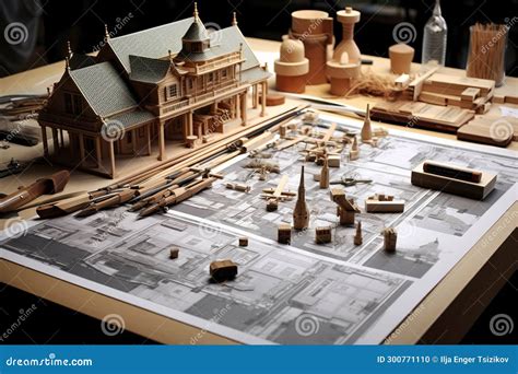Architectural Blueprint And Drafting Tools On Paper For Construction