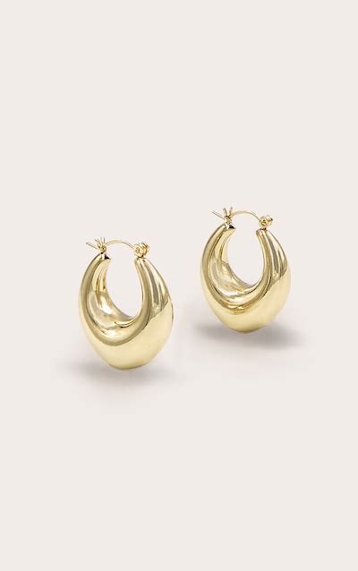 Real Gold Plated Thick Tubular Hoop Earrings Accessories