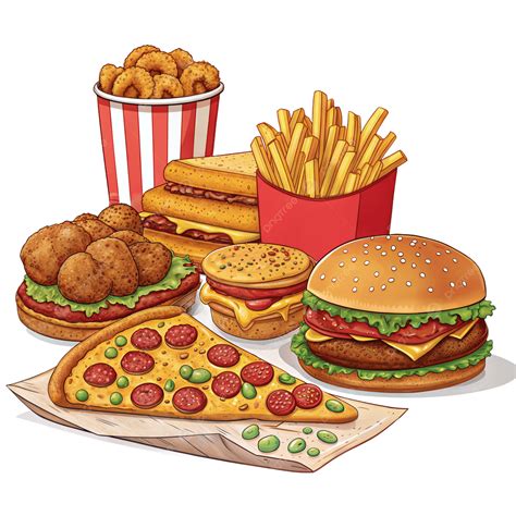 Burger Pizza And Fries Combo Clipart Illustration Burger Pizza Fries