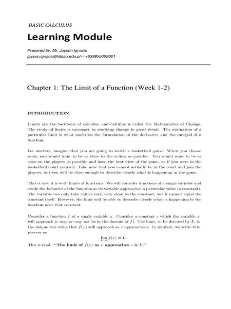 Basic Calculus Module Pdf