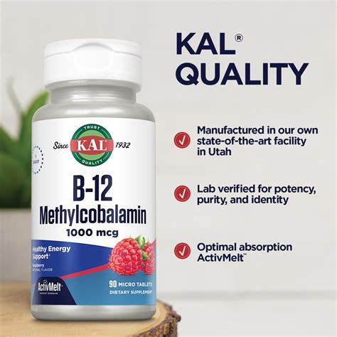 Kal B 12 1000mcg Methylcobalamin Raspberry Flavor