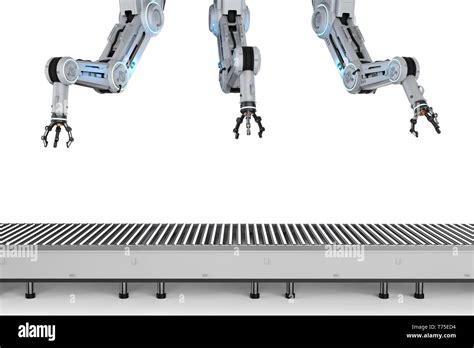 Automation Factory Concept With 3d Rendering Robot Assembly Line With