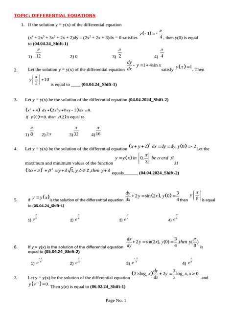 Differential Equations Pdf Circle Equations