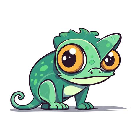 Premium Vector Cute Cartoon Chameleon Vector Illustration Isolated On
