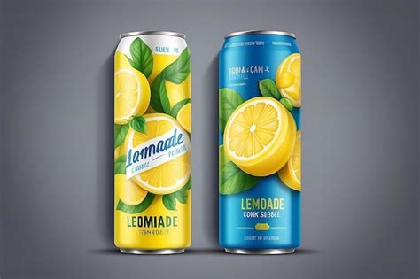 Premium Photo Lemonade Lemon Drink Label Design Soft Drink Label Design Soda Can Vector Energy