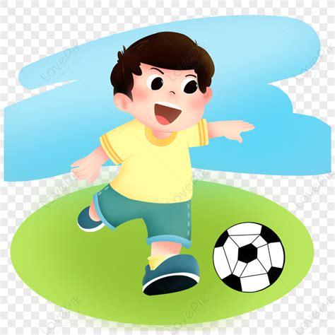 축구를하는 어린 소년 Png 일러스트 무료 다운로드 Lovepik