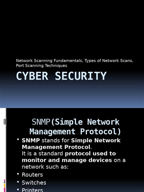 1 Cyber Security Network Scanning Fundamentals Types Of Network Scans