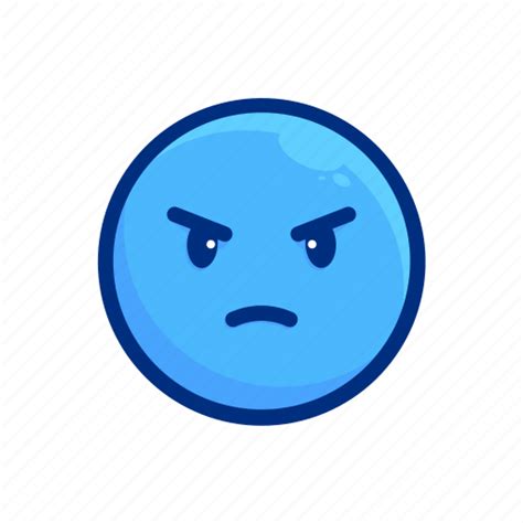 Blue Angry Face