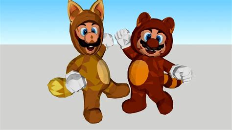 Kitsune Luigi And Tanooki Mario 3d Model