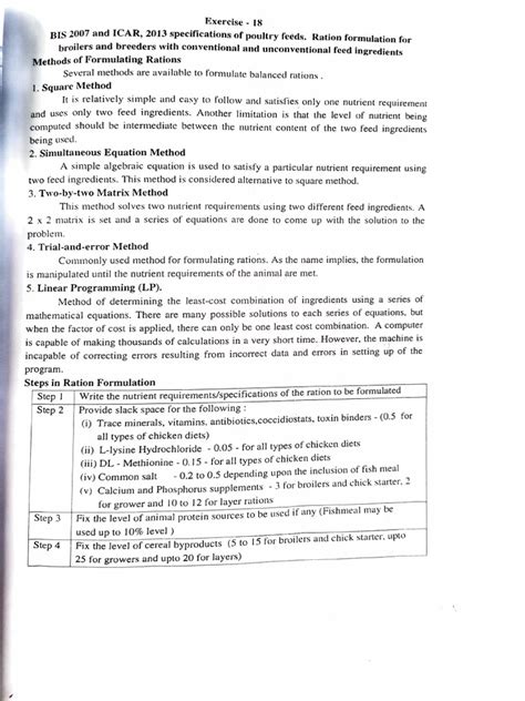 Poultry Ration Formulation Pdf