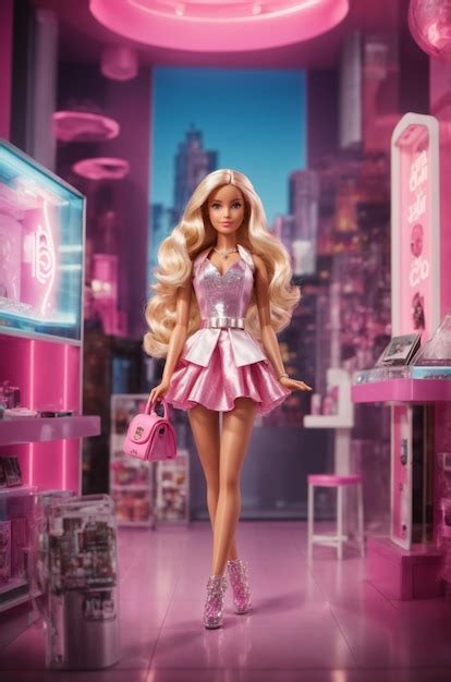 Premium Ai Image A Barbie Doll With A Pink Box In The Background