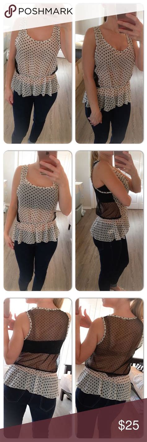Black Polka Dots Sheer Top Black Polka Dot Sheer Top Tops