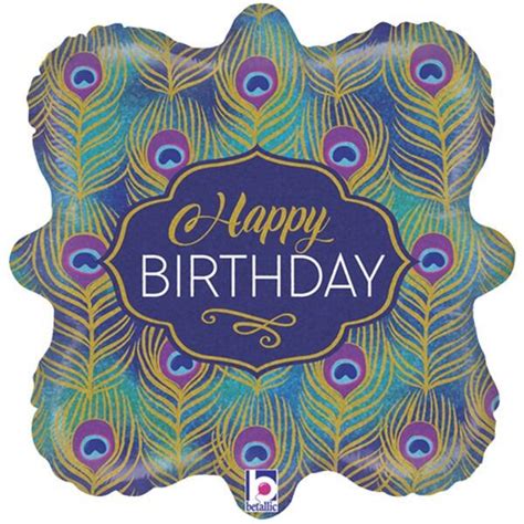 Peacock Feathers Birthday 18 Helium Foil Balloon