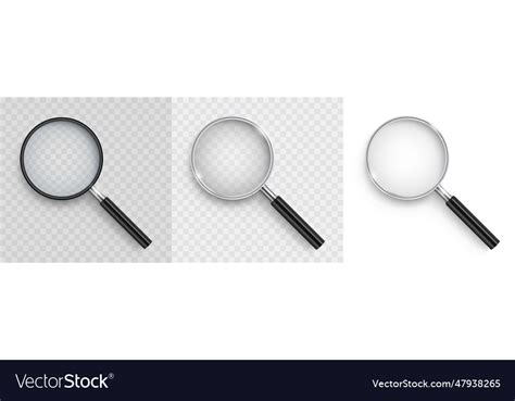Realistic Magnifying Glass Set 3d Royalty Free Vector Image