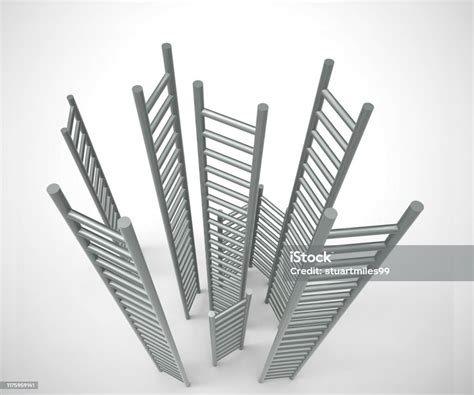 성공 컨셉 아이콘에 사다리는 야심 찬 리더가 목표를 바라는 것을 의미합니다 3d 그림 겨냥에 대한 스톡 사진 및 기타 이미지