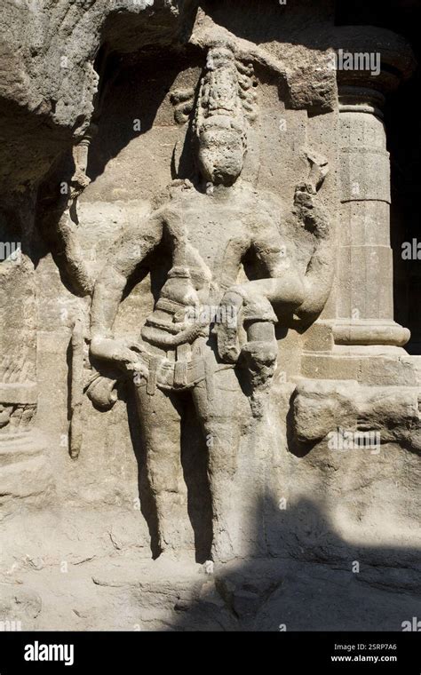 Sculptures On Kailasa Temple Aurangabad Maharashtra India Asia