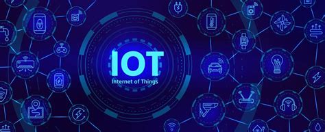 사물인터넷 사물 인터넷 또는 아이콘이 있는 스마트 홈 장치 네트워크용 디지털 배너 미래 혁신 산업 벡터 개념입니다 일러스트레이션 기술 디지털 전기 및 인터넷