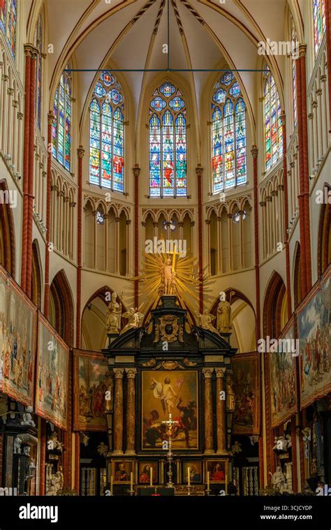 Interior Of The Saint Salvator Cathedral Main Roman Catholic Gothic Church In Bruges Belgium On
