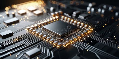 Illuminated Circuit Board Central Processing Unit Technology Innovation Stock Image Image Of