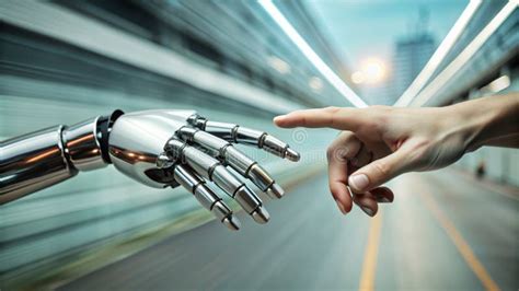 Artificial Intelligence Robot Finger Touching To Human Finger Stock Illustration Illustration