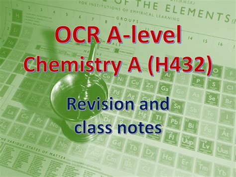 Ocr A Level Chemistry A H432 Class And Revision Notes Teaching Resources