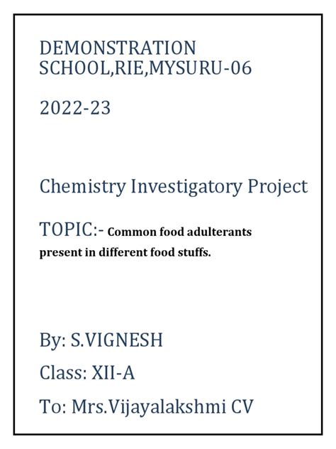 Detecting Common Food Adulterants Pdf Foods Chili Pepper